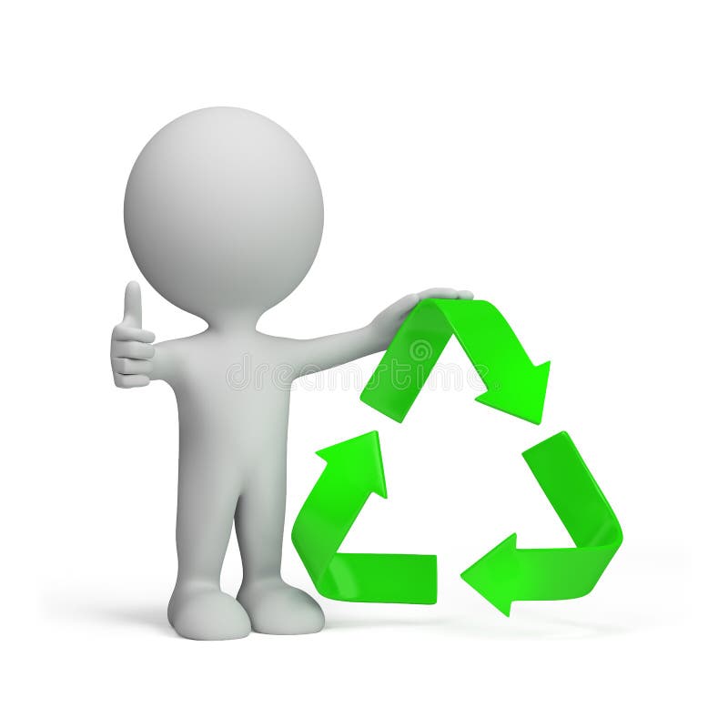 3d Person with a Recycling Symbol Stock Illustration - Illustration of ...