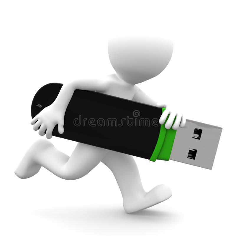 3d Character with Usb Flash Drive Stock Illustration - Illustration of ...