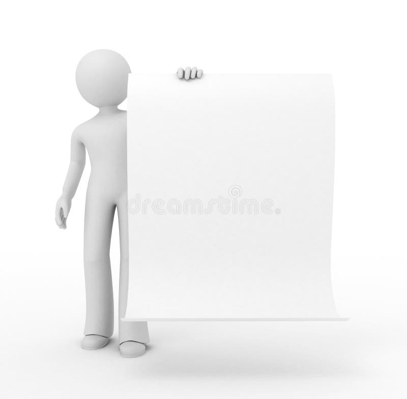 3d Person with a Sheet of Paper. Stock Illustration - Illustration of ...