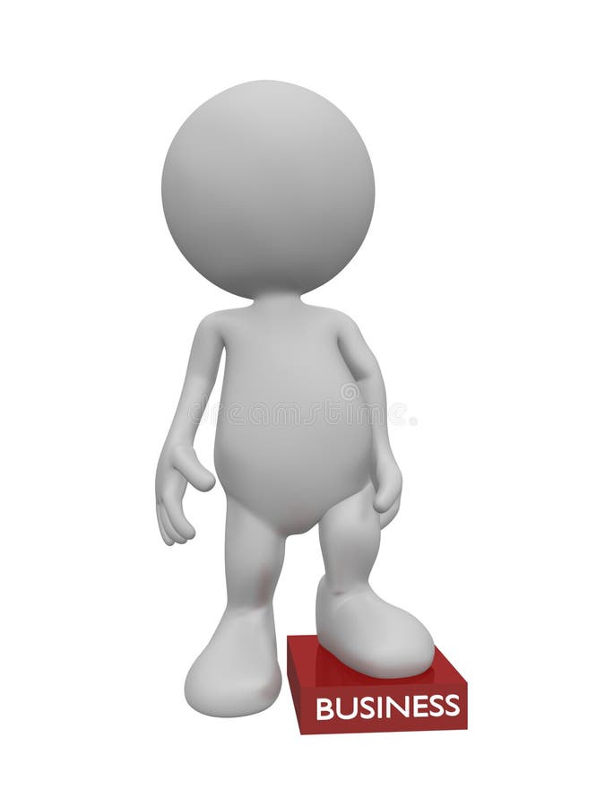 3d Person Standing on Business Block Stock Illustration - Illustration ...