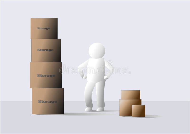 3D Person with Storage Boxes Stock Illustration - Illustration of ...