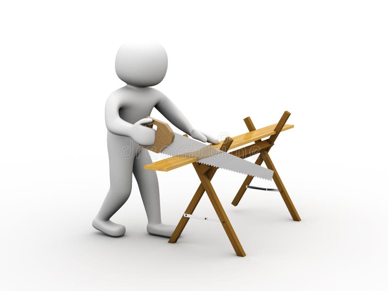 3d person using a saw stock illustration. Illustration of people - 28507915