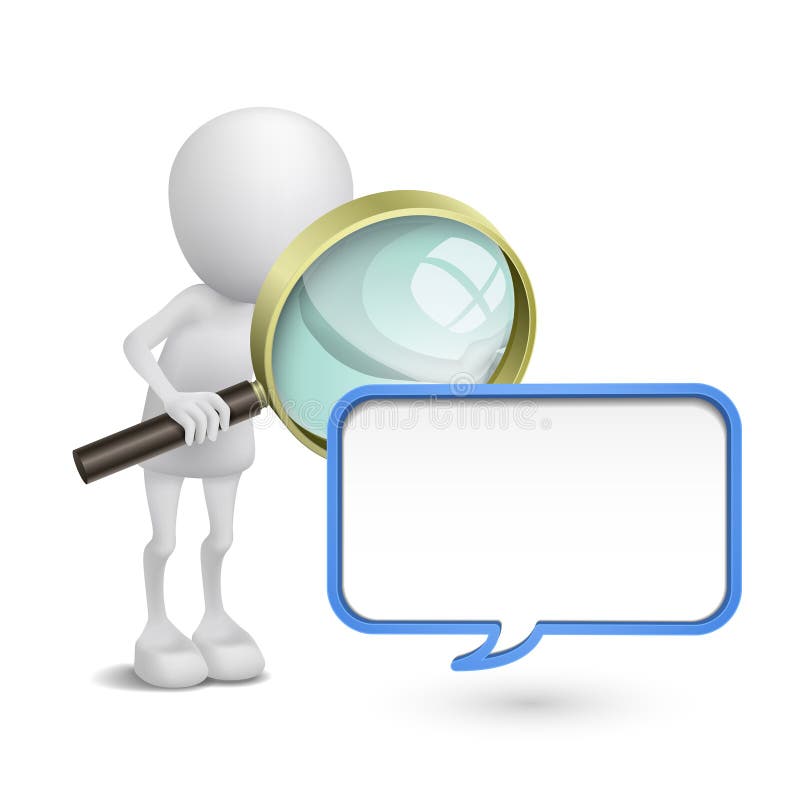 3d Person with Magnifying Glass and Question Mark Stock Vector ...