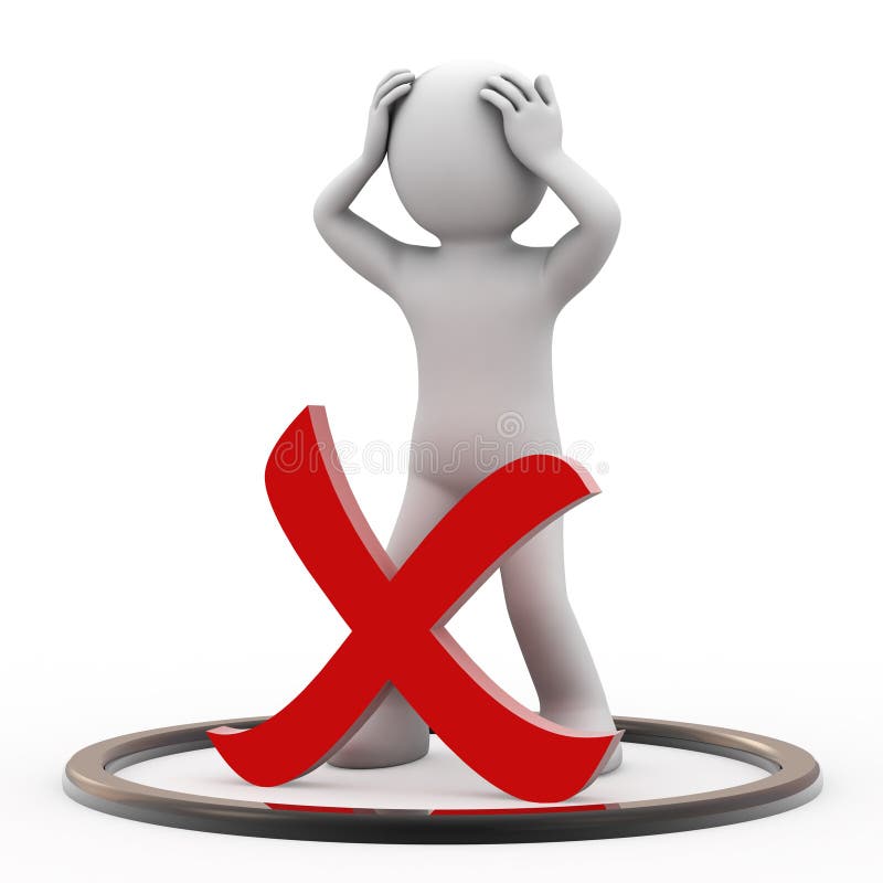 3d Personage En Symbool Van De Negatie. Stock Illustratie ...