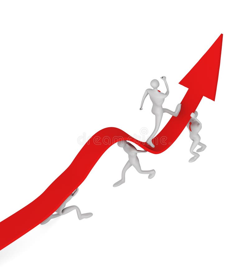 3d Persons Turning the Arrow on the Upside Stock Illustration ...