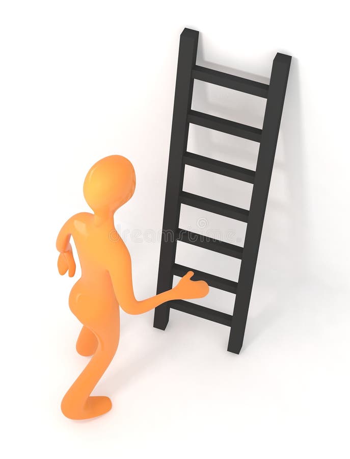 3d Persoon Gaat Op Ladder Beklimmen Stock Illustratie - Illustration of ...