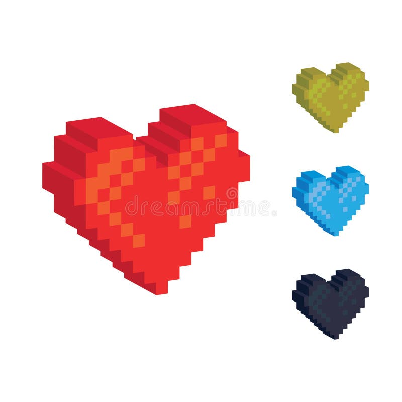 3d pixel hearts stock illustration. Illustration of block - 23521913