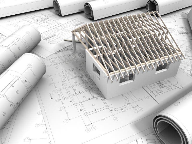 3D plan drawing stock illustration. Illustration of construction - 27074794