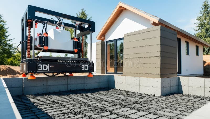 3D Printing Construction of a Building with an Industrial Printer Stock ...