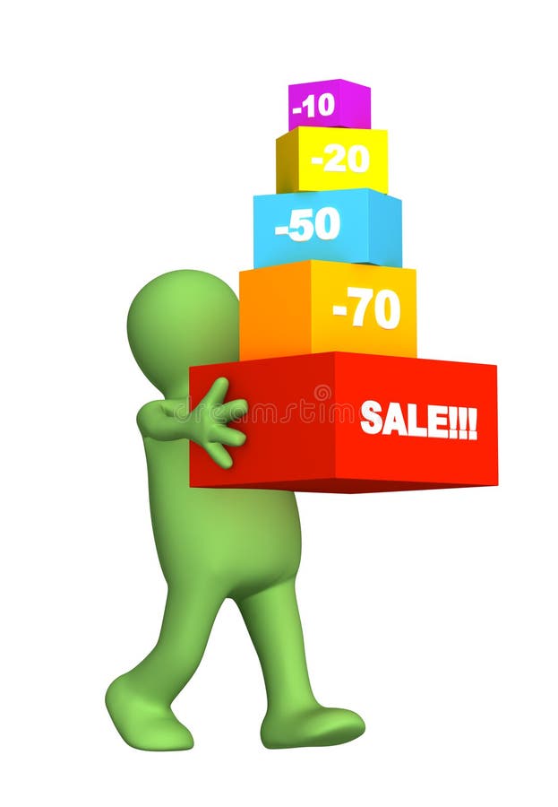 3d puppet, carrying boxes stock illustration. Illustration of motion ...