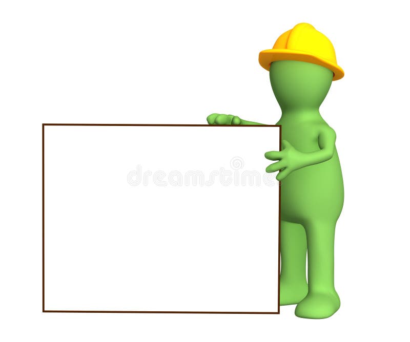 3d Puppet - Builder, Building a Brick Wall Stock Illustration ...