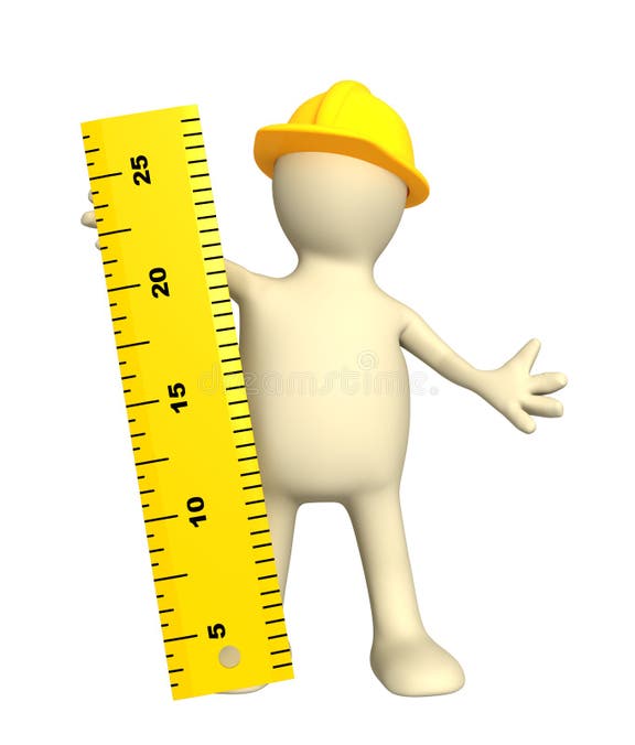 3d Puppet - Builder with Ruler Stock Illustration - Illustration of ...