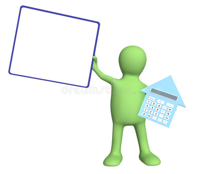 3d Puppet with Calculator in Form of House Stock Illustration ...