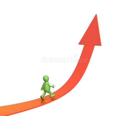 3d Puppet Going on a Rising Arrow Stock Illustration - Illustration of ...