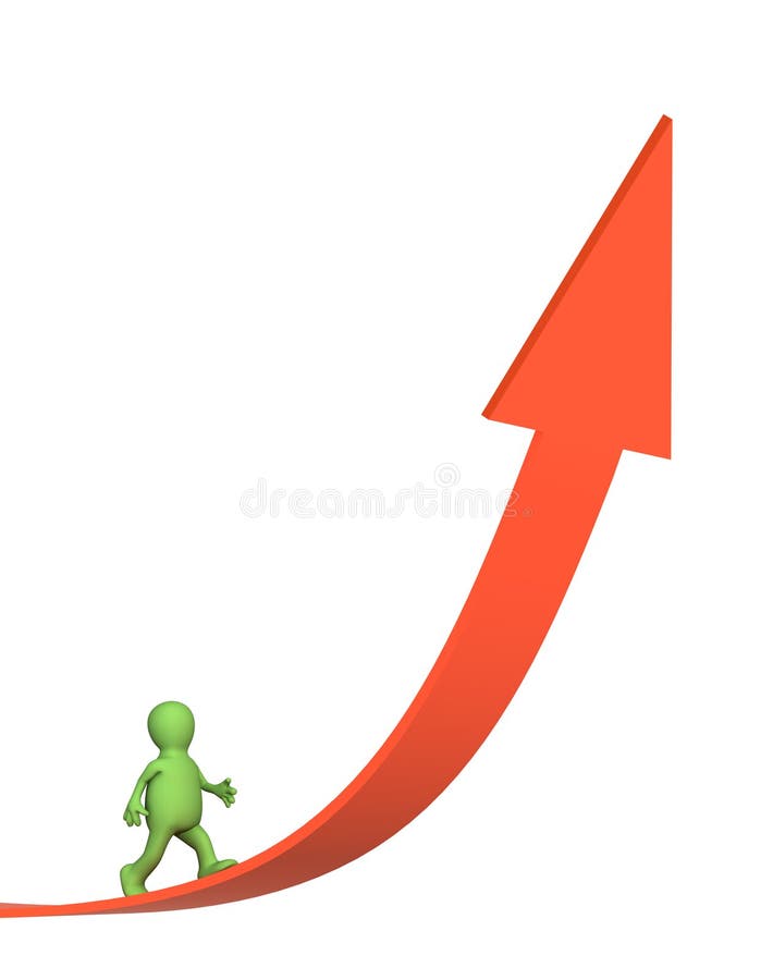 3d Person, Rising Upwards on a Ladder of Career Stock Illustration ...