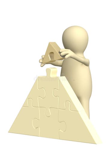 3d Puppet, Making a Pyramid from Puzzles Stock Illustration ...