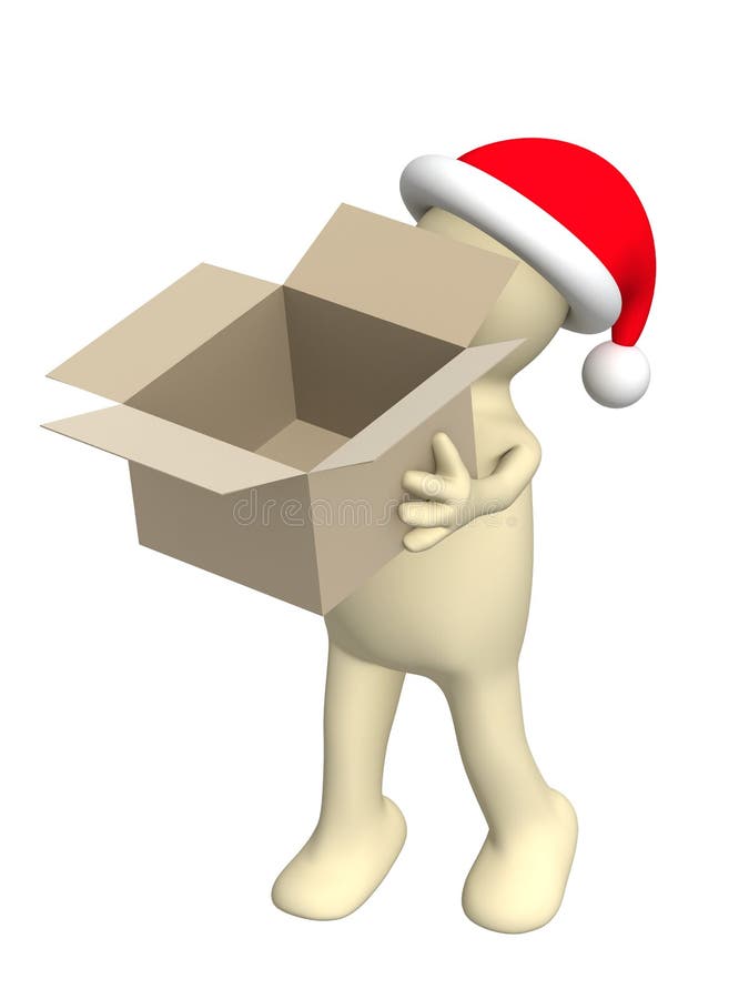 3d puppet with opened box stock illustration. Illustration of gift ...