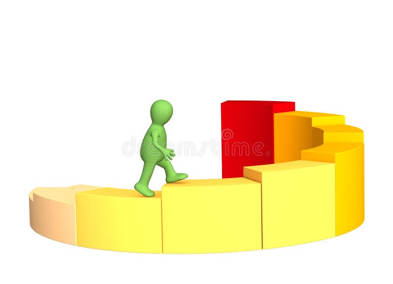 3d Person, Rising Upwards on a Ladder of Career Stock Illustration ...