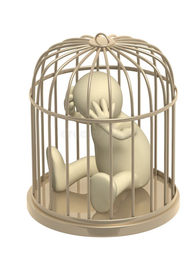 3d Puppet, Worth in a Gold Cage Stock Illustration - Illustration of ...