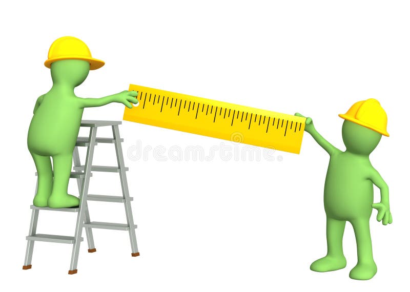 3d Puppets - Builders with Ruler Stock Illustration - Illustration of ...