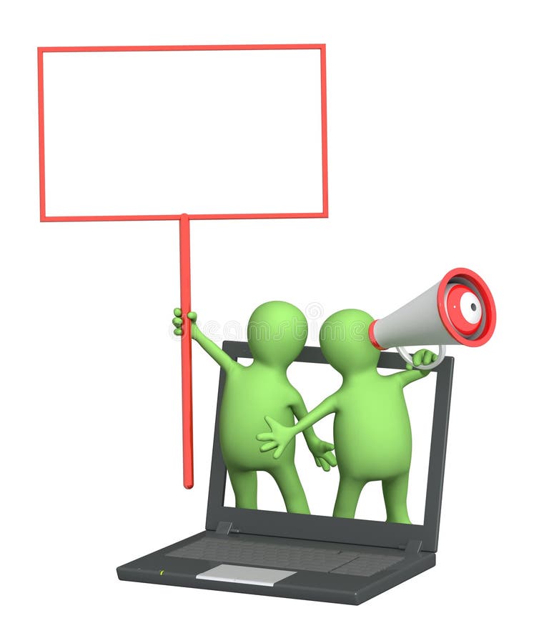 Puppets with Laptop in Hands Stock Illustration - Illustration of ...