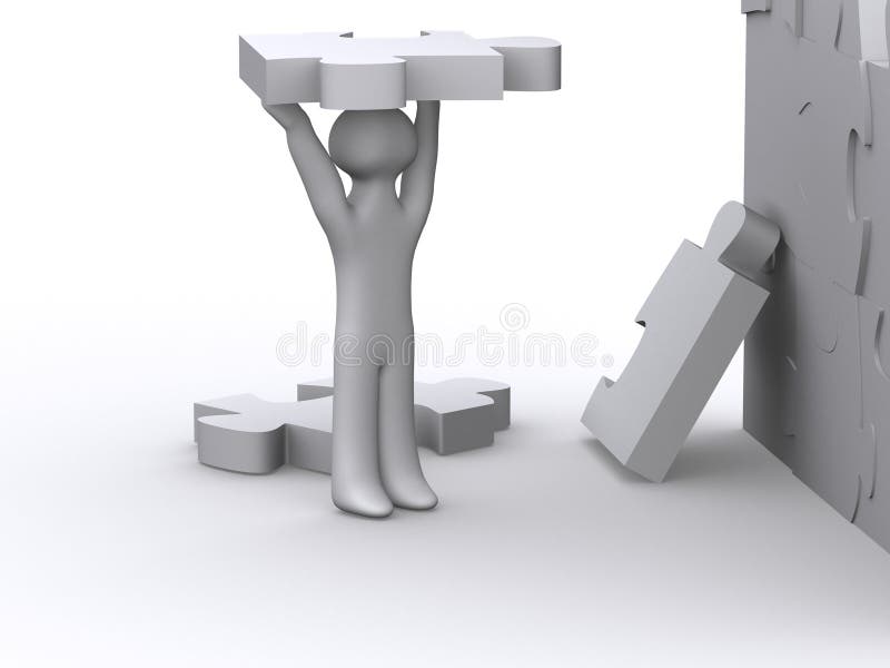 3d puzzle guy stock illustration. Illustration of hang - 5221816
