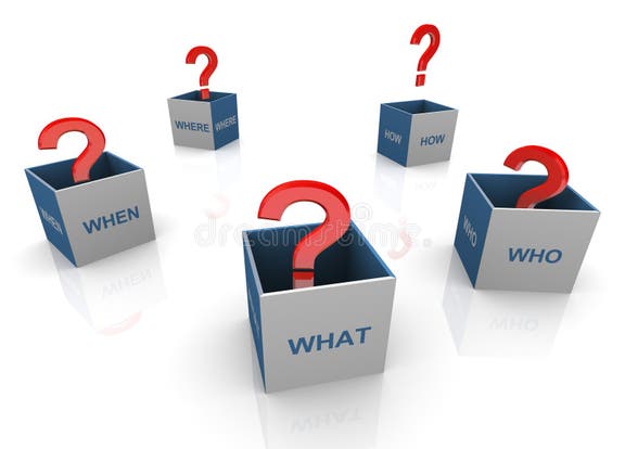 3d questions words boxes stock illustration. Illustration of ...