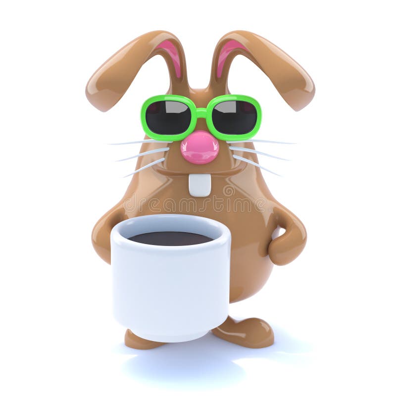 3d Rabbit drinks coffee stock illustration. Illustration of drink ...