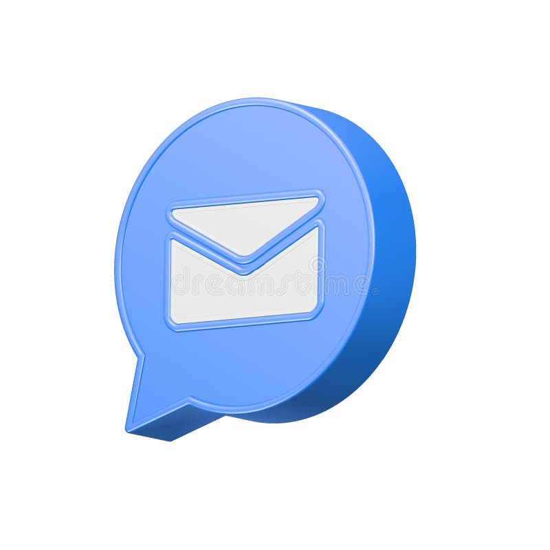 3d Realistic Email Icon Notification Blue Color Stock Illustration ...