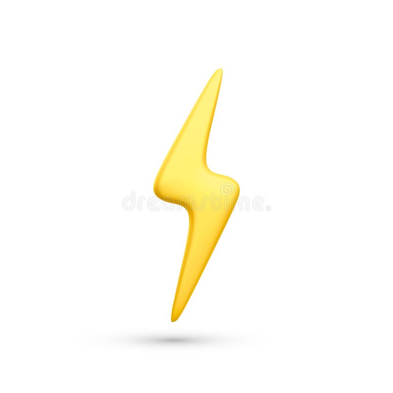 3d Realistic Flash Lightning Icon on White Background. Vector Illustration Stock Vector ...
