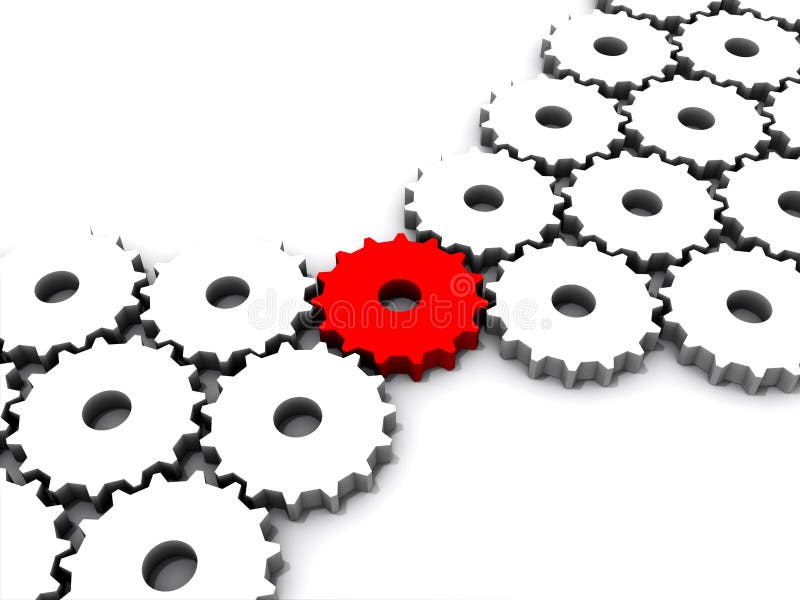 Red connection gear stock illustration. Illustration of leadership ...