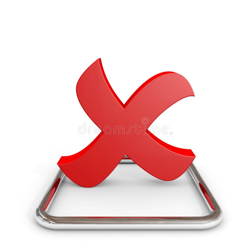 3D Red Cross Mark in Chrome Checkbox. Stock Illustration - Illustration ...
