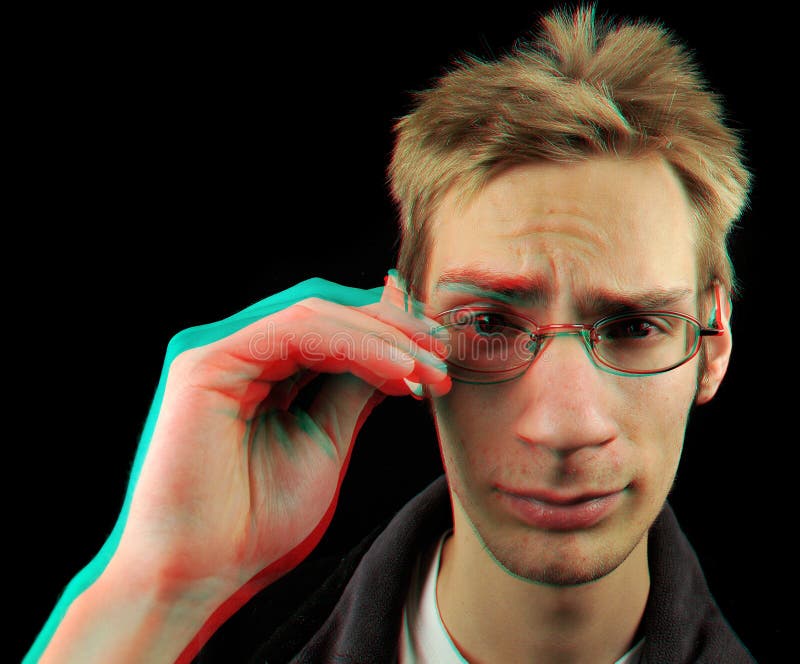 3D Red Cyan Glitch Man stock photo. Image of blue, face - 18936016