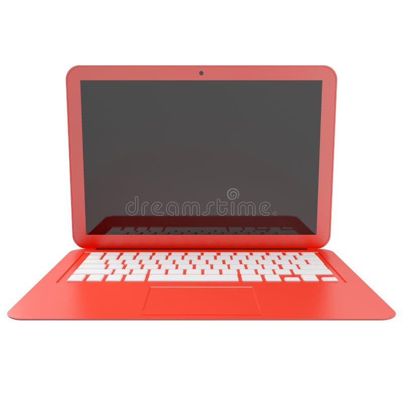 3D Red Laptop Isolated on White Stock Illustration - Illustration of ...