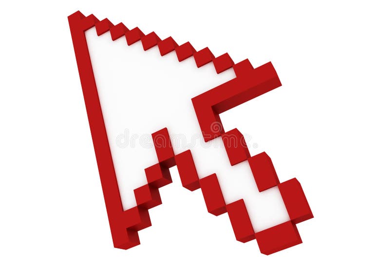 3d red mouse cursor stock illustration. Illustration of link - 12229776