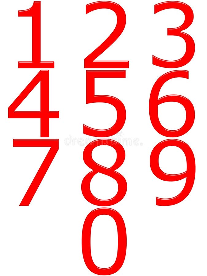 3D Red Numbers stock illustration. Illustration of graphic - 16289850