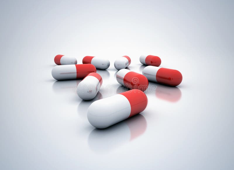 3d red pills render stock illustration. Illustration of illness - 16736504