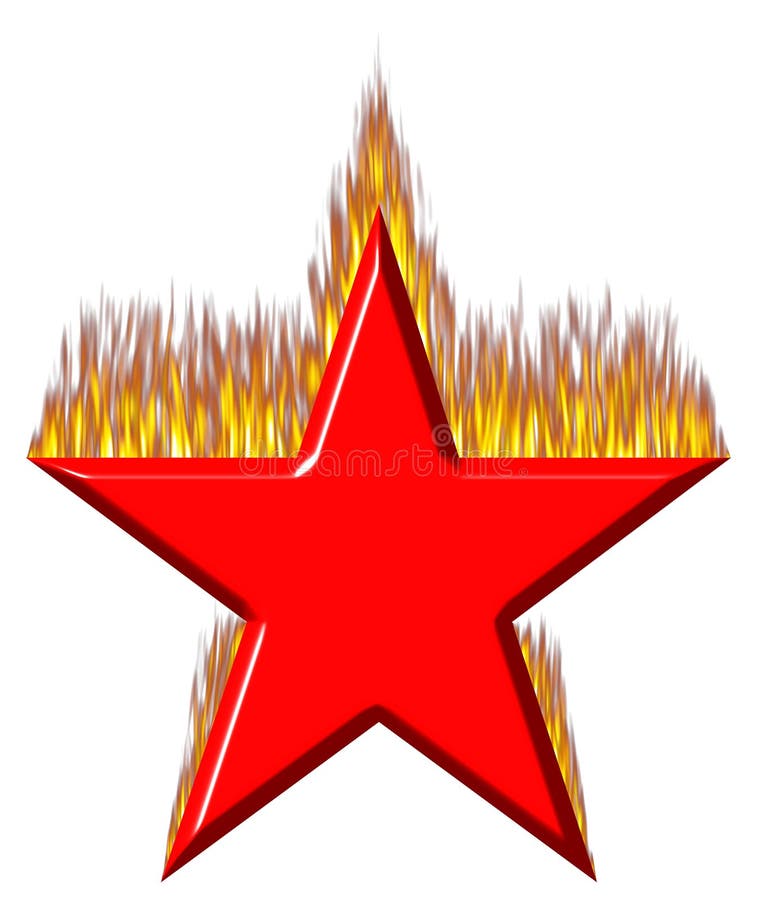 3D Red Star on Fire stock illustration. Illustration of flames - 6849375