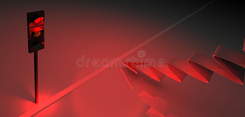 3d Red Traffic Light and Arrow Stock Illustration - Illustration of ...