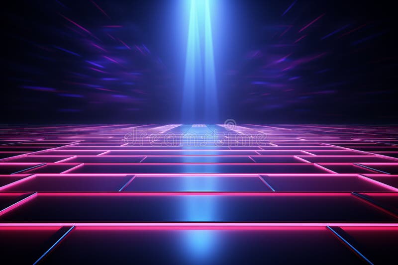 3d Render Abstract Background Empty Stage with Neon Lights Night Club ...