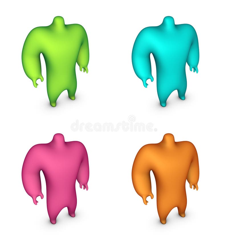 3d Render of Character in 4 Colors Stock Illustration - Illustration of ...