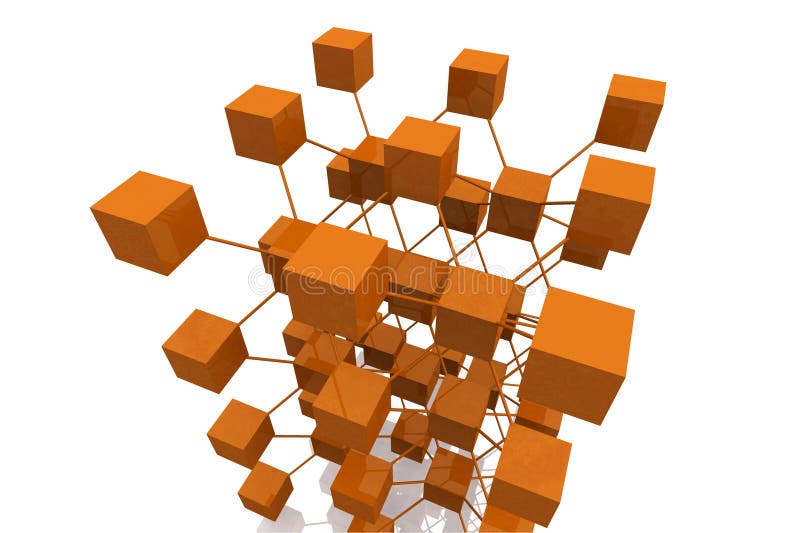 3D Render Cubes with Connections Stock Illustration - Illustration of ...