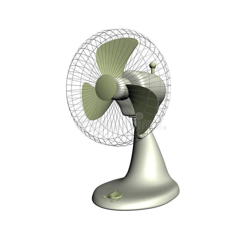 3d Render of Electrical White and Green Fan Stock Illustration ...