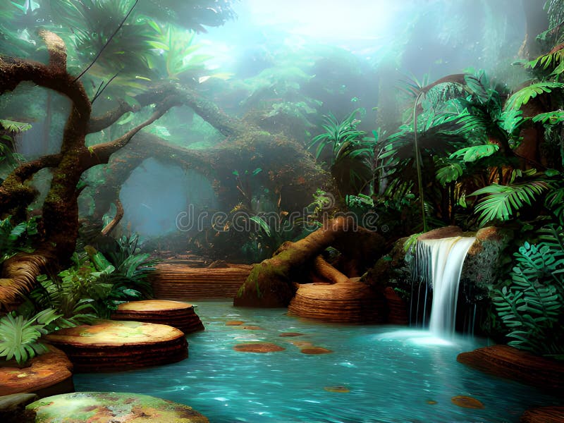 3d Render of a Fantasy Forest Landscape, Ai Generated Stock ...