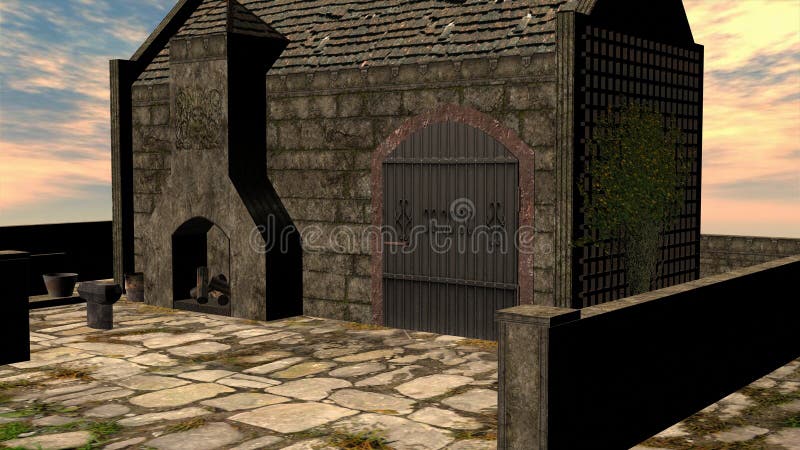 3D Render Fantasy Smithy stock illustration. Illustration of widescreen ...