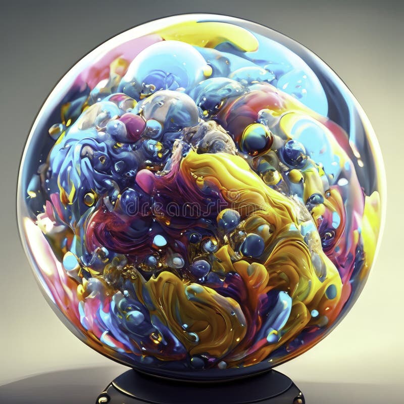 3d Render of a Glass Sphere with Multi-colored Abstract Background AI ...