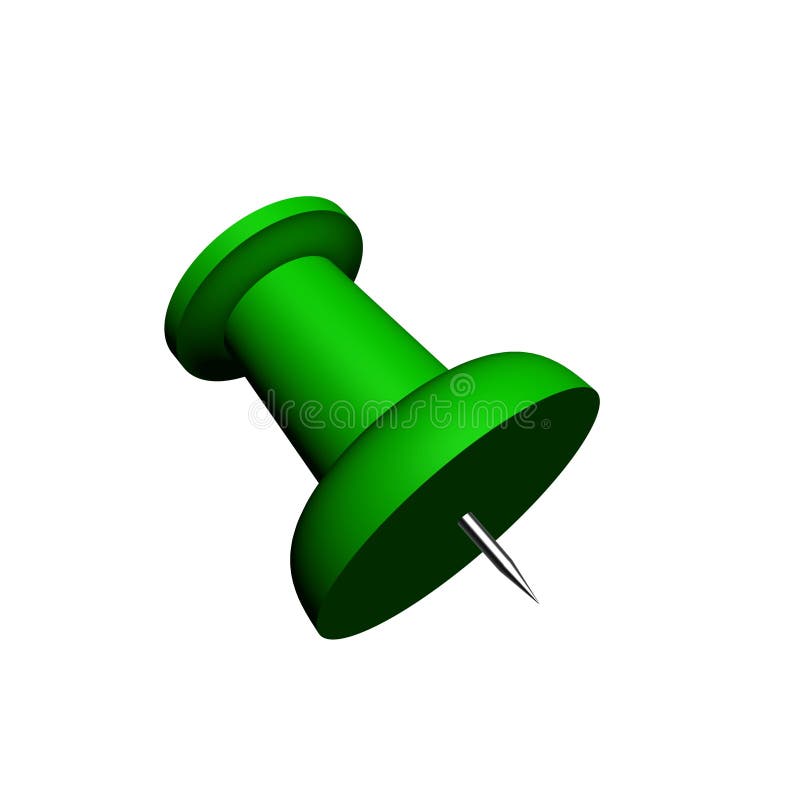 3D Render of a Green Push-pin Stock Illustration - Illustration of ...