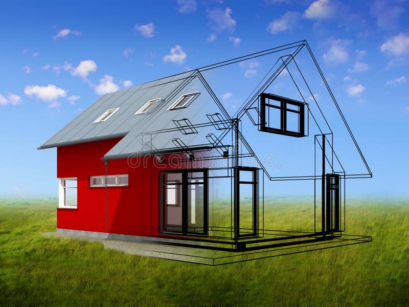 House rendering in section stock illustration. Illustration of build ...