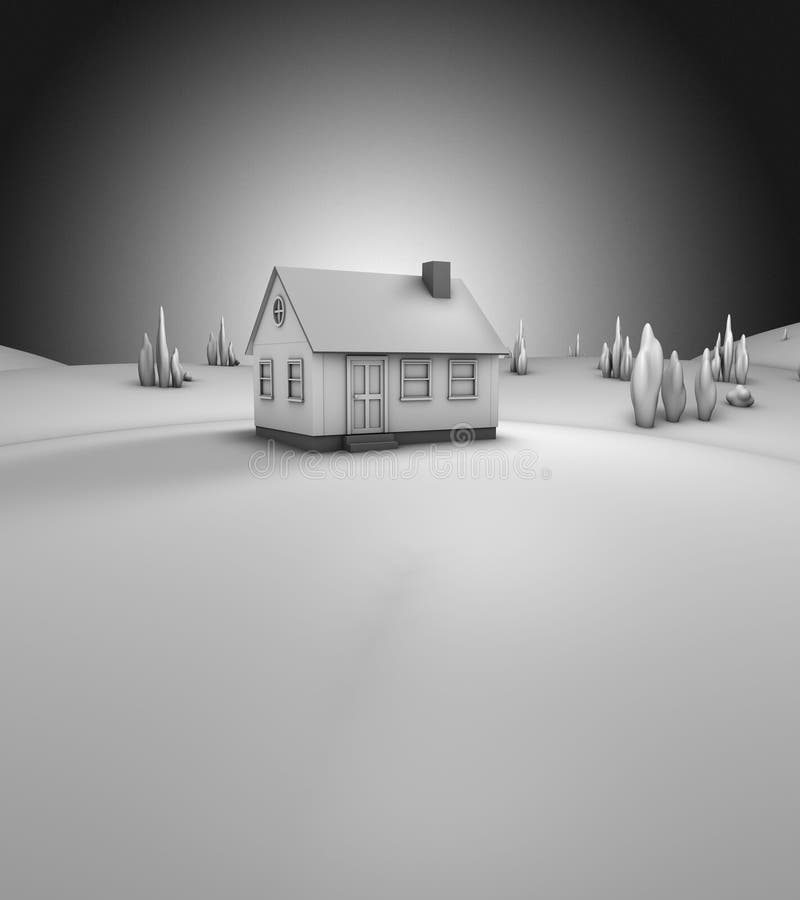 3D Render of a House (grey) Stock Illustration - Illustration of ...