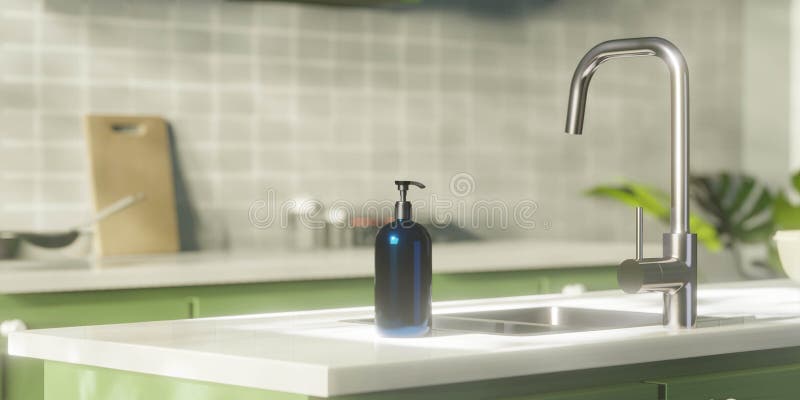 3d Render of Kitchen in Morning for Indoor Interior Design Concept ...
